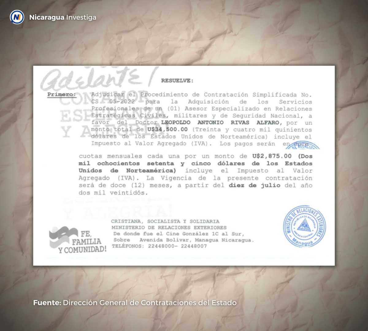 Exguerrillero sandinista Leopoldo Rivas "bendecido" con más de US$34 ...